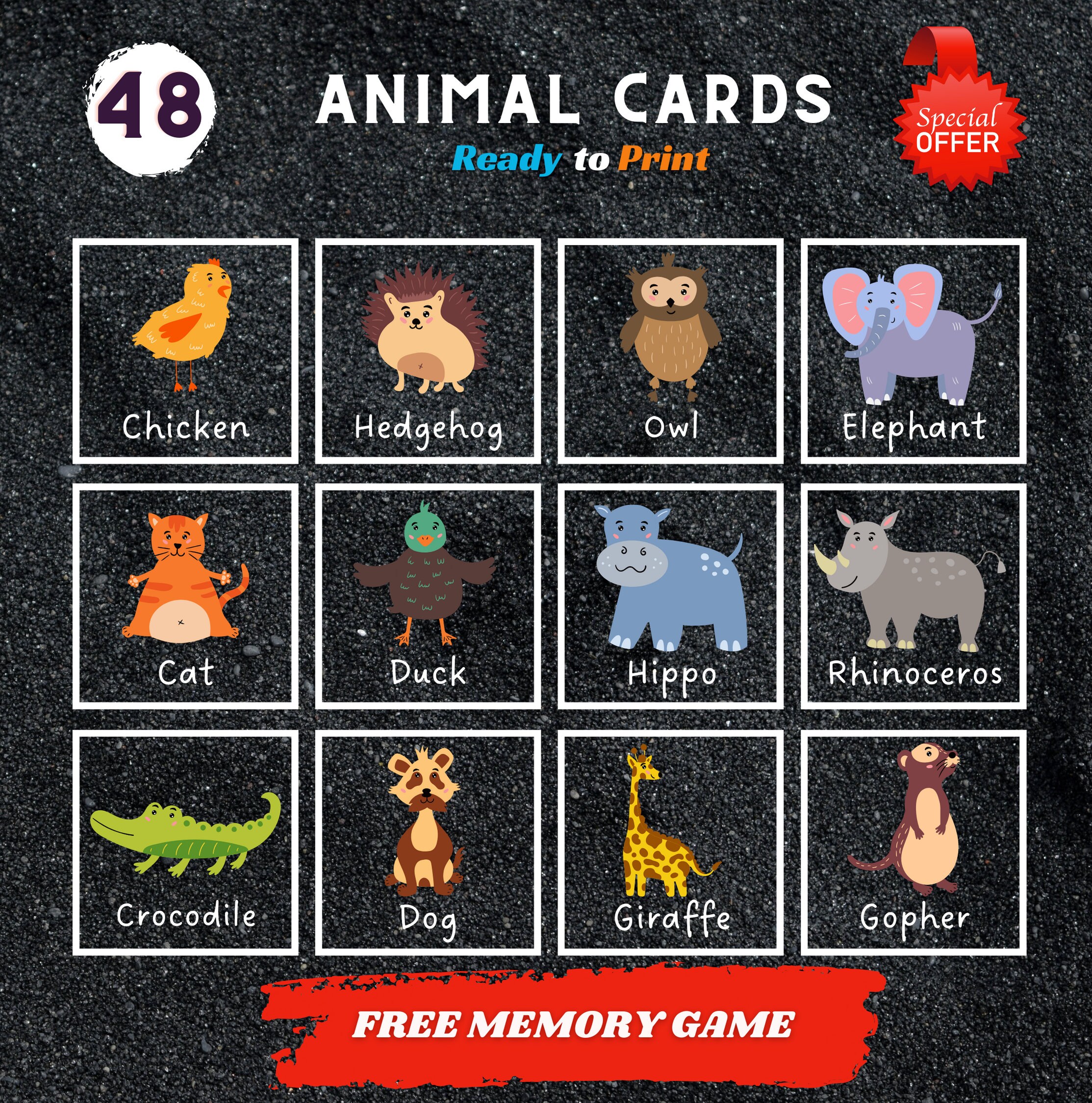 Animal Flashcards: 48 Educational Cards | Perfect for Learning ...