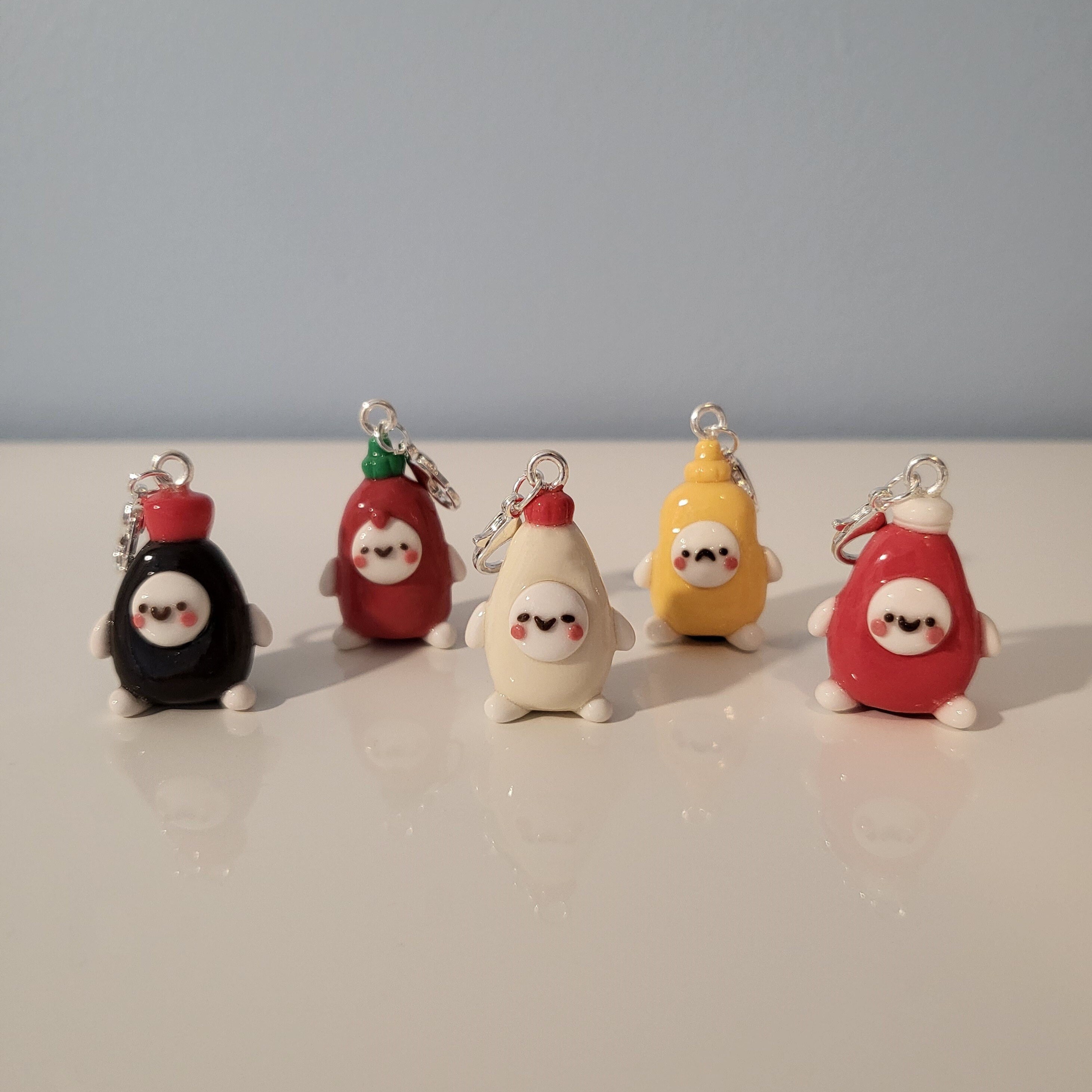 Kawaii Condiment Charms Kewpie Mayo, Ketchup, Mustard, Sriracha and ...