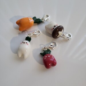 Veggie Charms || Mushroom, Carrot, Radish, and Red Radish || Handmade ...