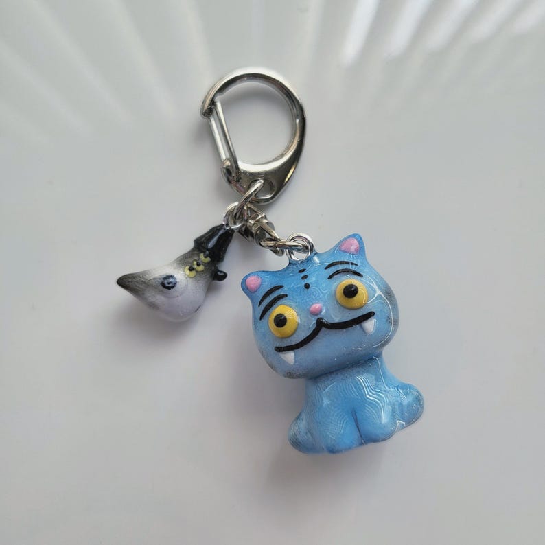 Demon Tiger and Bird || Handmade Polymer Clay Keychain - Etsy