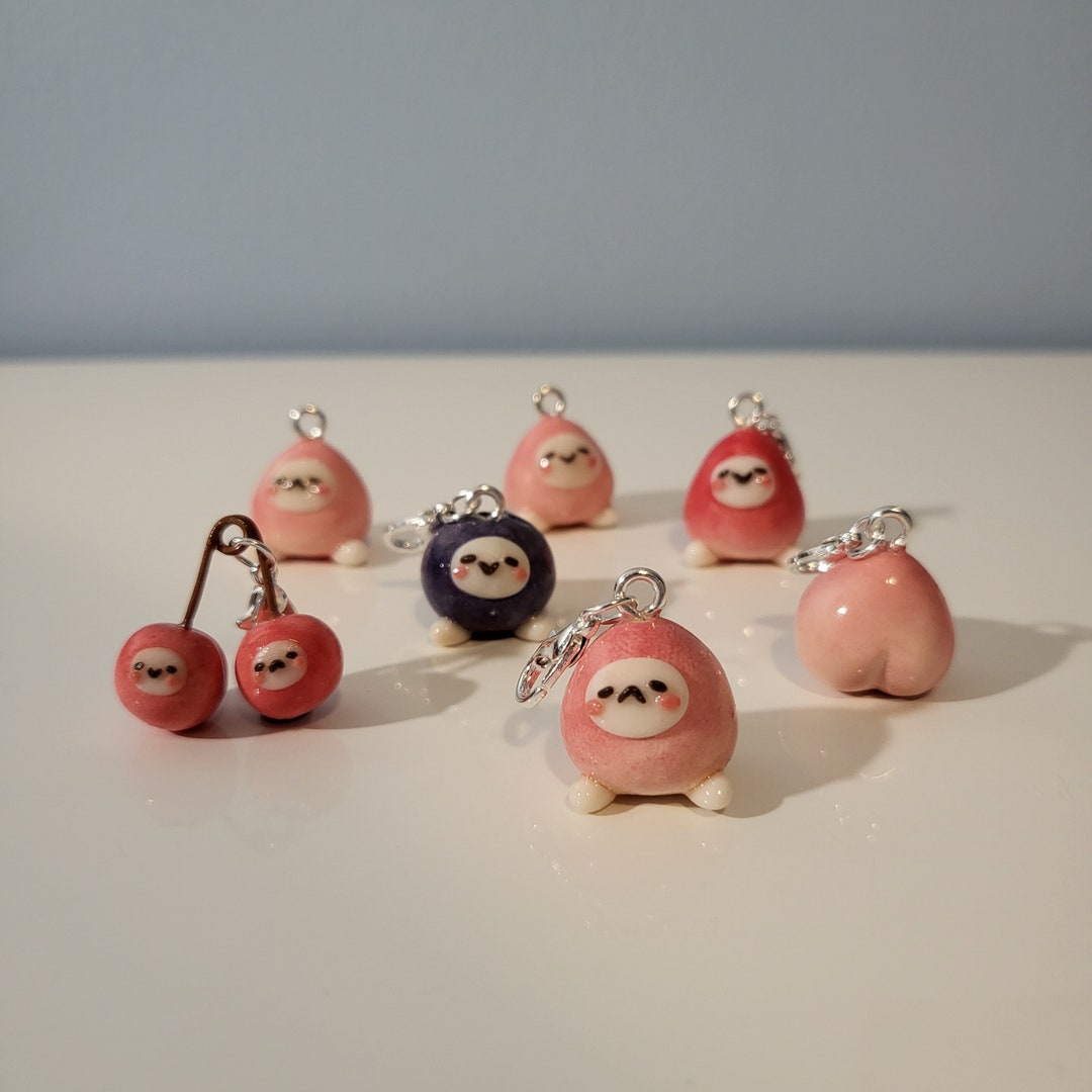 Kawaii Fruit Charms || Peach, Cherry, Strawberry, and Blueberry ...