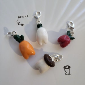 Veggie Charms || Mushroom, Carrot, Radish, and Red Radish || Handmade ...