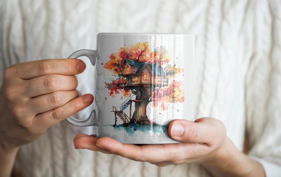 Treehouse Mug, Tree Mug, House Mug, Nature Mug, Architecture Mug ...