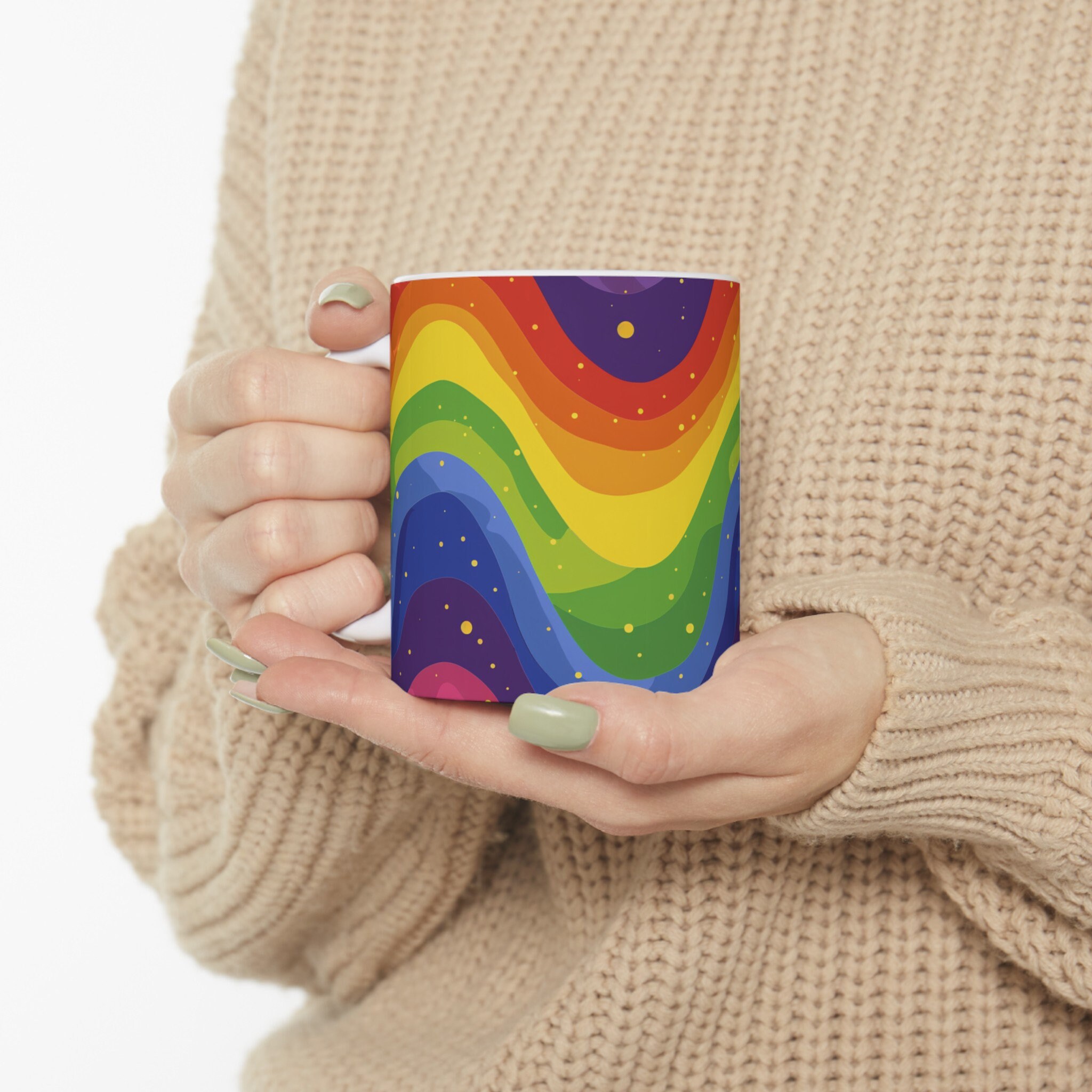 Rainbow Mug, Wavy Mug, Stripes Mug, Pattern Mug, Colors Mug, Abstract ...