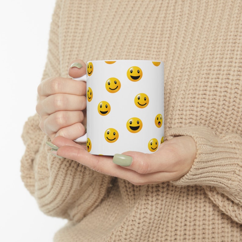 Smiley Face Mug, Emoji Mug, Cartoon Mug, Happy Mug, Smiley Face Gift ...