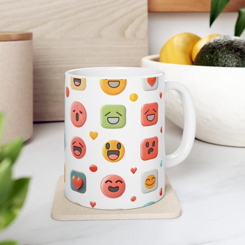 Emoji Mug, Emoticon Mug, Expression Mug, Faces Mug, Cartoon Mug, Emoji ...