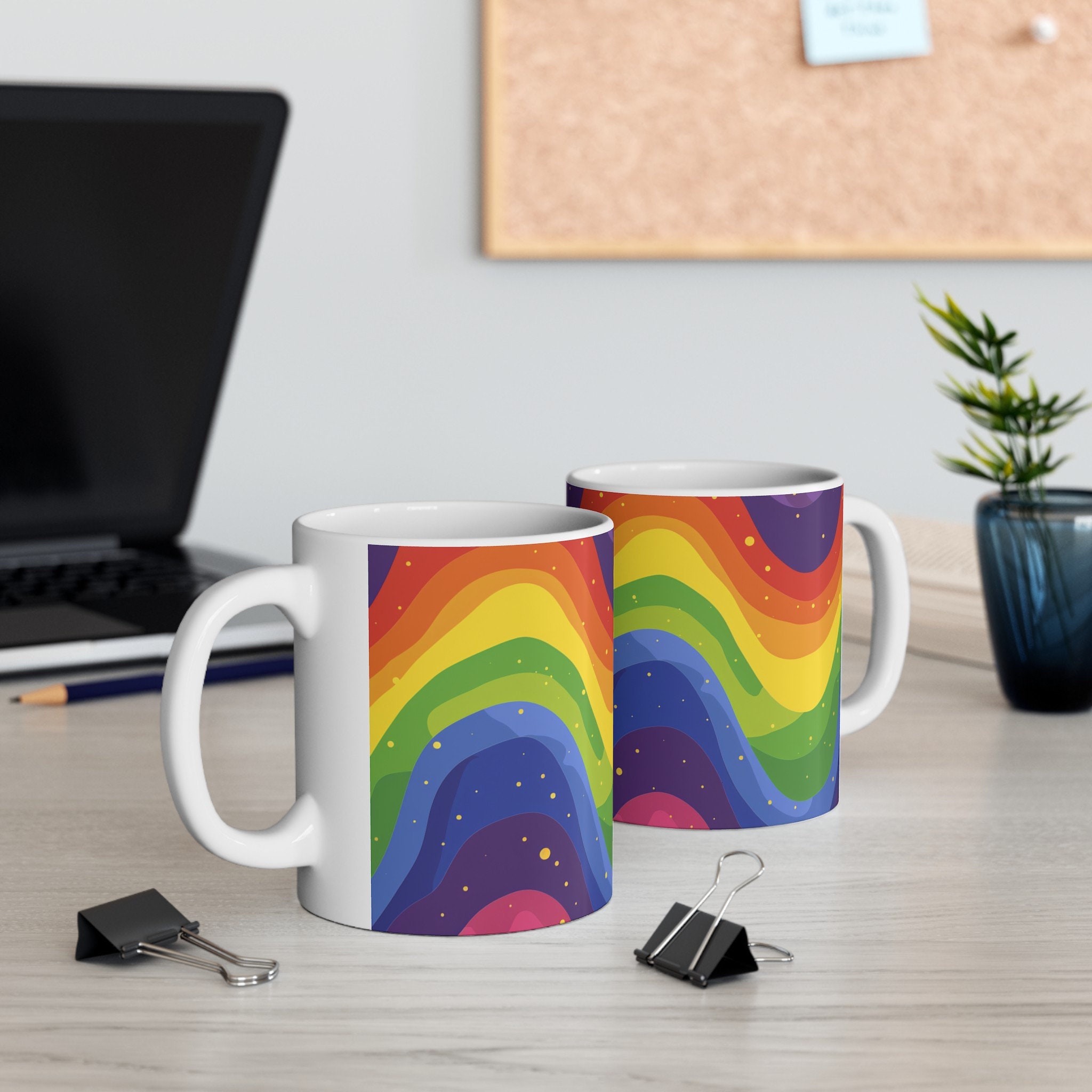 Rainbow Mug, Wavy Mug, Stripes Mug, Pattern Mug, Colors Mug, Abstract ...