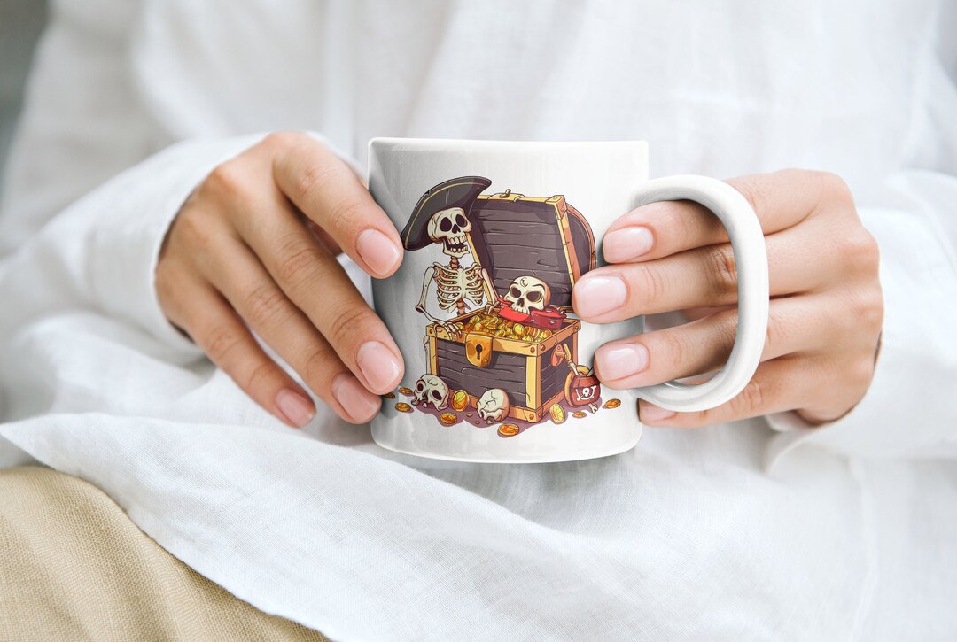 Treasure Chest Mug, Pirate Mug, Skeleton Mug, Buccaneer Mug, Treasure ...