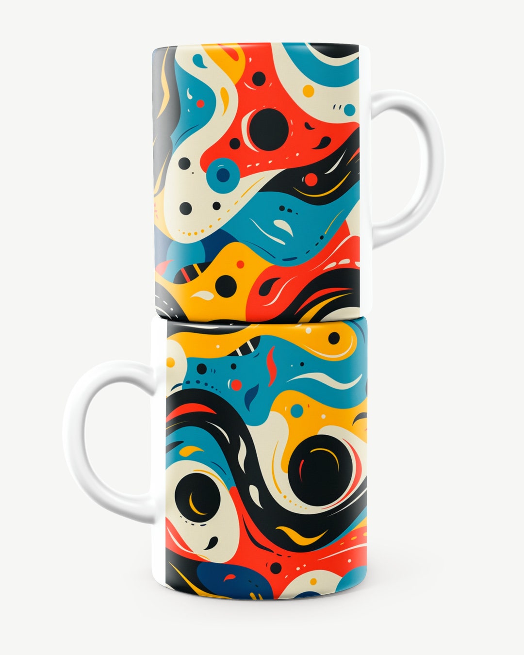 Abstract Mug, Geometric Mug, Shapes Mug, Colorful Mug, Wavy Mug ...