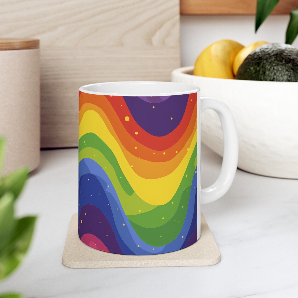 Rainbow Mug, Wavy Mug, Stripes Mug, Pattern Mug, Colors Mug, Abstract ...