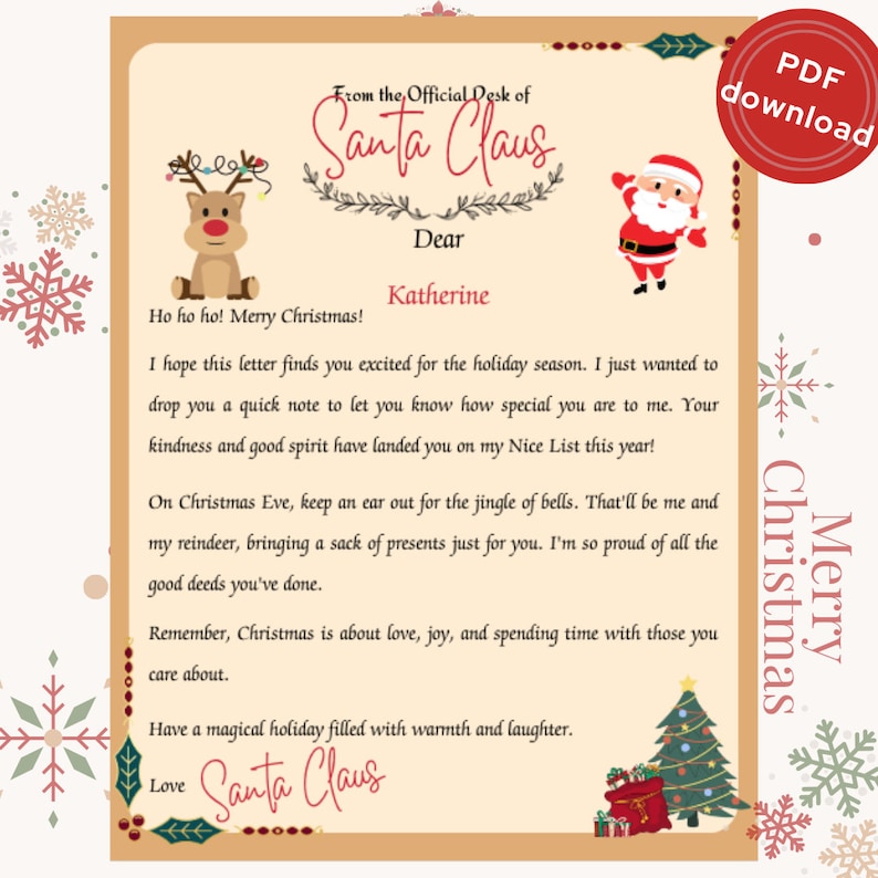 Letter From Santa, Certificate From Santa, Official Santa Letter, Santa ...