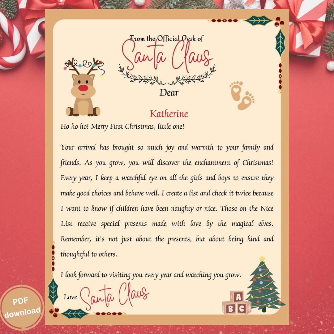 Baby's First Letter From Santa, Baby's First Certificate From Santa ...