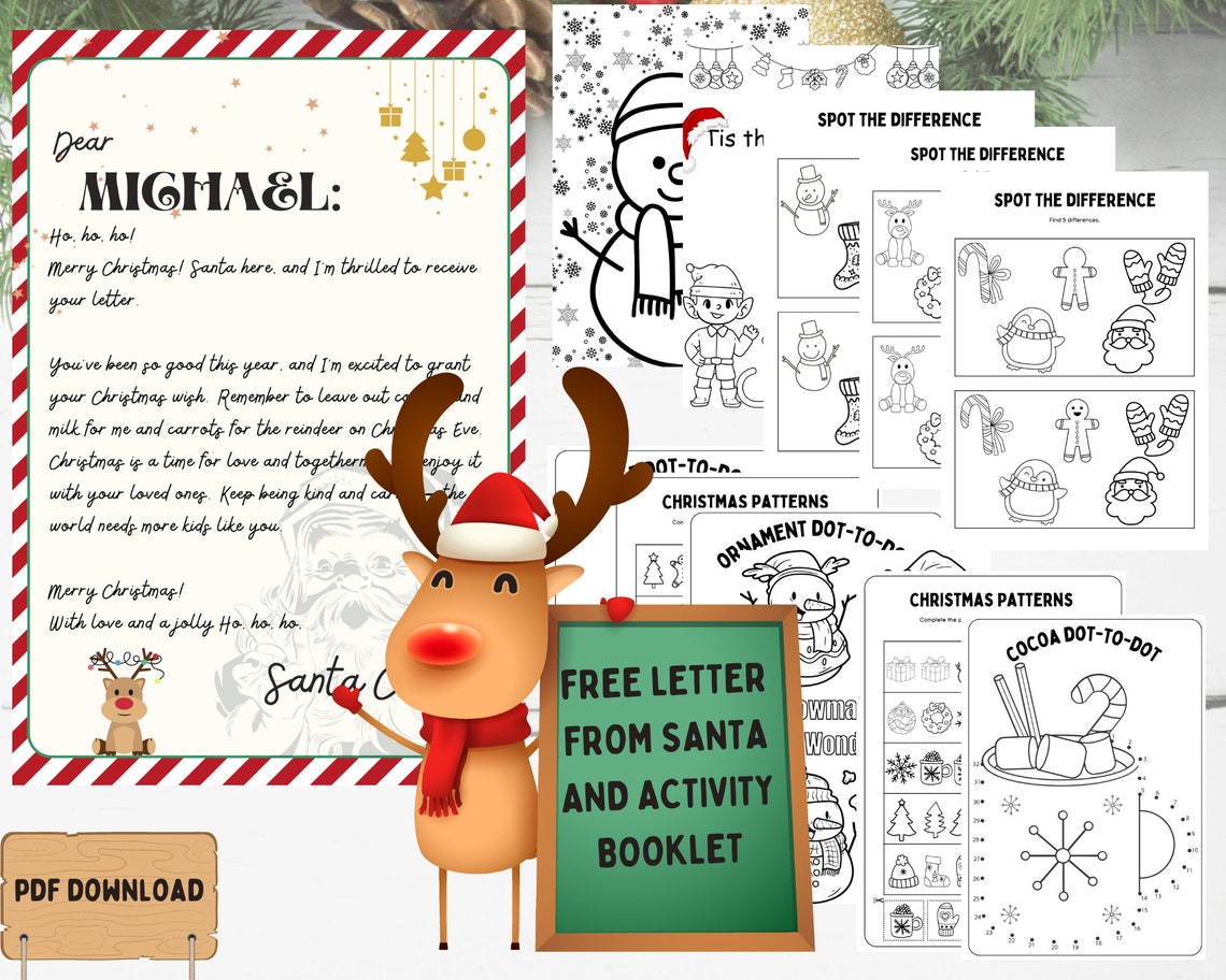 Letter to Santa, Free Bonus Coloring Pages, Dear Santa, Printable ...