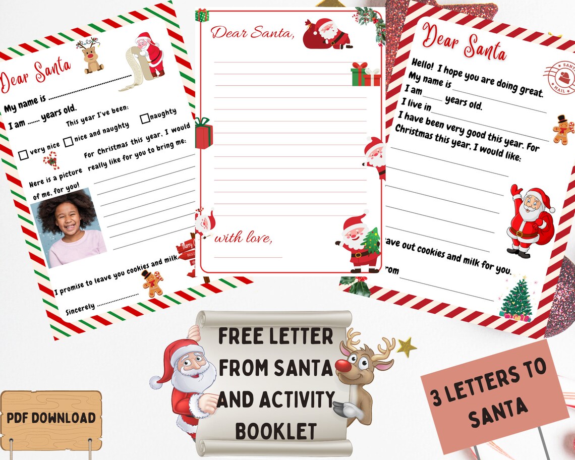 Letter to Santa, Free Bonus Coloring Pages, Dear Santa, Printable ...