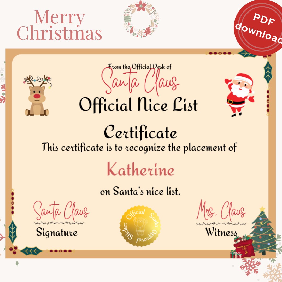 Letter From Santa, Certificate From Santa, Official Santa Letter, Santa ...