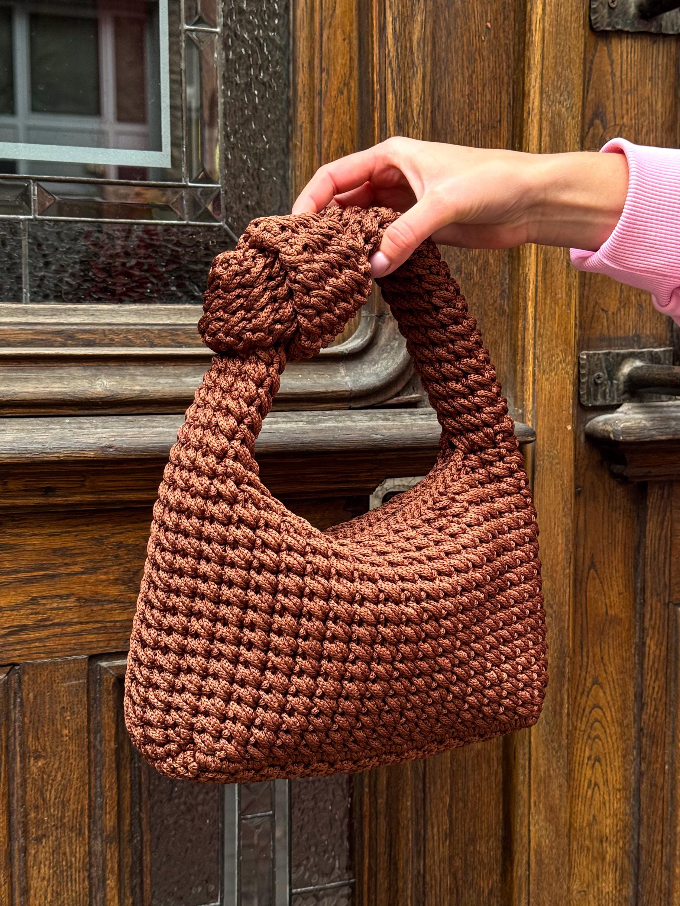 Handmade Crochet Knot Hobo Bag: Minimalist Polyester Wrist Bag With ...