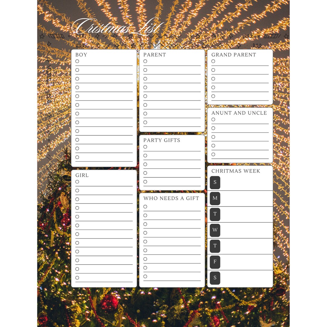 Christmas Shopping List Printable Planner Christmas Tree - Etsy