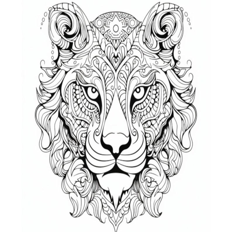 2 Sets of Tiger Mandala Coloring Pages | Animal Mandala Coloring Pages ...