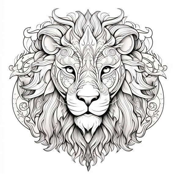 Two Mandala Lion Coloring Page for Kids and Adults Detailed - Etsy