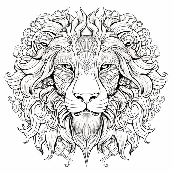 Two Mandala Lion Coloring Page for Kids and Adults Detailed - Etsy