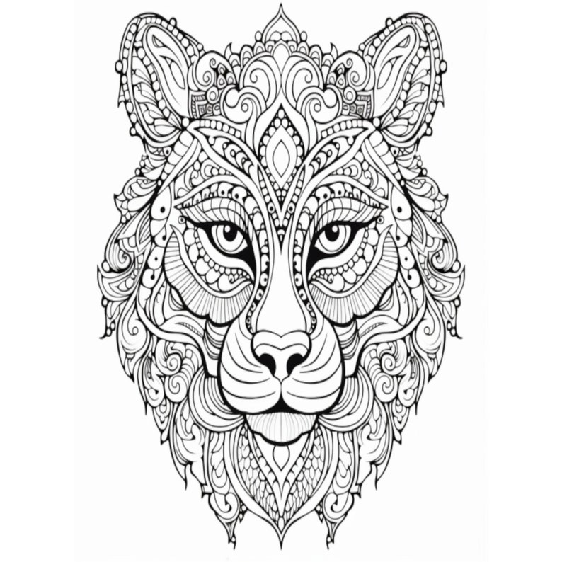 2 Sets of Tiger Mandala Coloring Pages | Animal Mandala Coloring Pages ...
