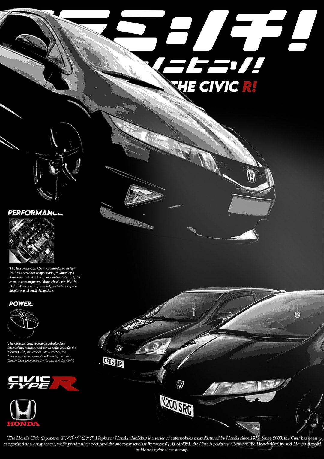 Honda Civic Type R Digital Poster - Etsy