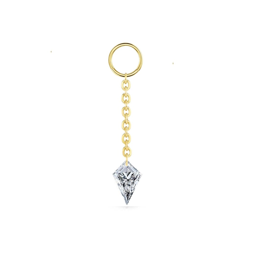 18K Gold Chain With Floating Kite Pendant and Lab Created Diamonds CVD ...