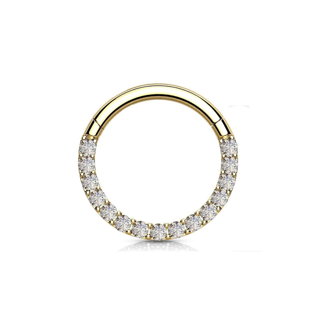 18K Gold Diamond Piercing, Septum Snap Ring, Daith Earring, Piercing ...