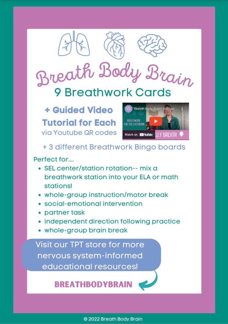 Breathwork Bingo! | SEL Center for Elementary Classroom | Homeschool ...