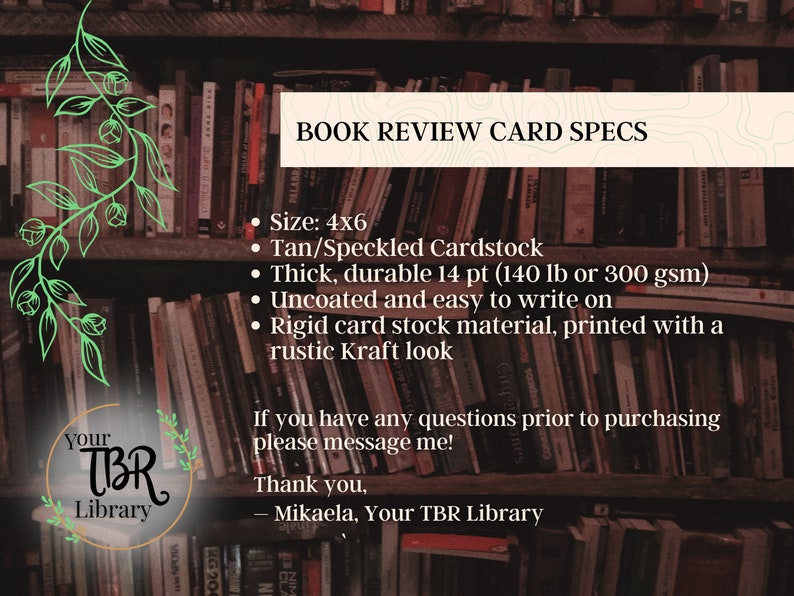 Book Review Card | Reading Log | Book Club | Bookish Gifts | Book Lover ...