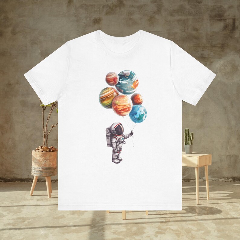 Astronaut Planet Balloons Tee Cartoon Space Shirt Solar System Shirt ...