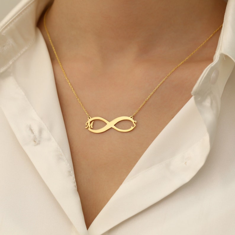 Sterling Silver Initial Infinity Necklace, Personalized Jewelry - Etsy