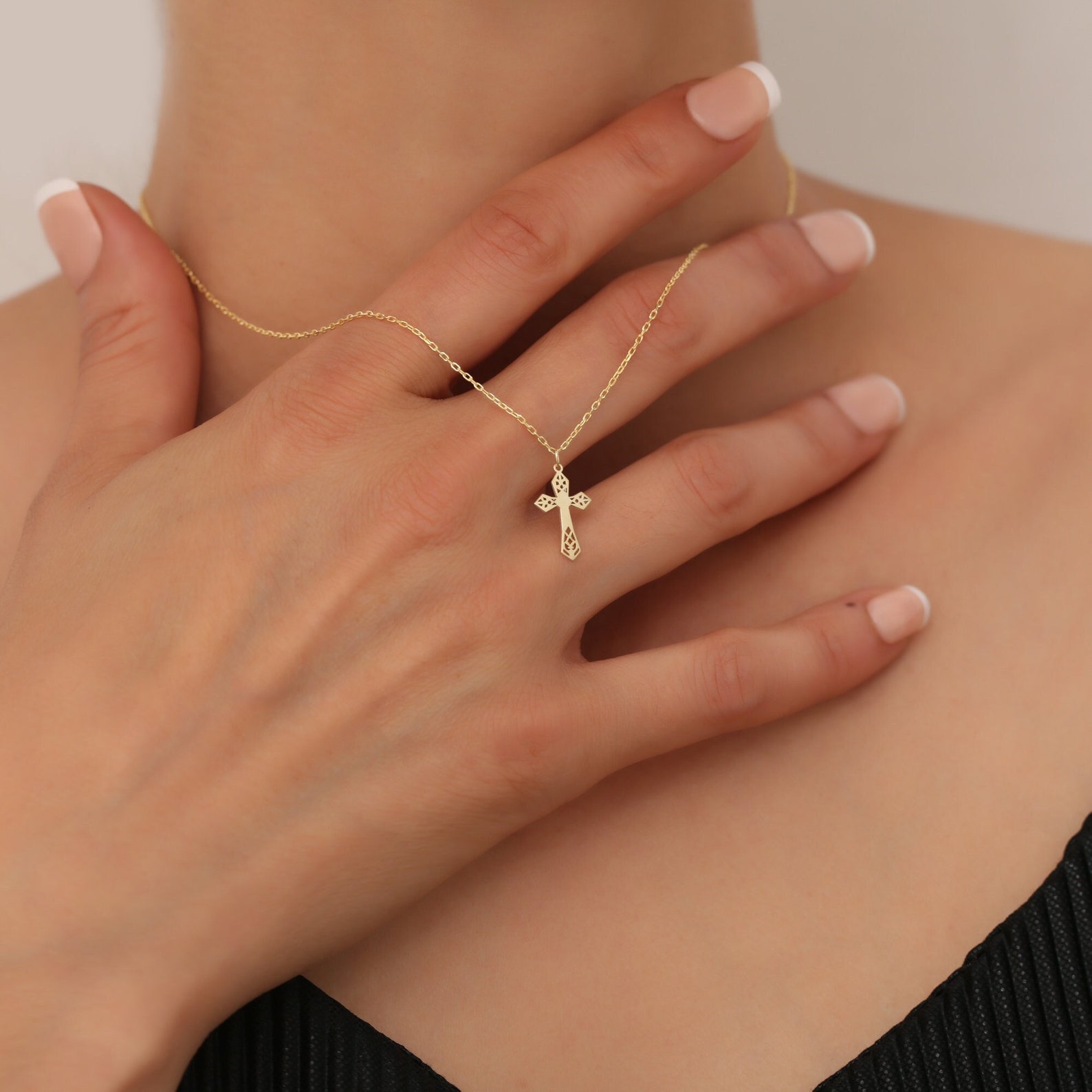 Sterling Silver Dainty Cross Necklace, Christian Gift - Etsy