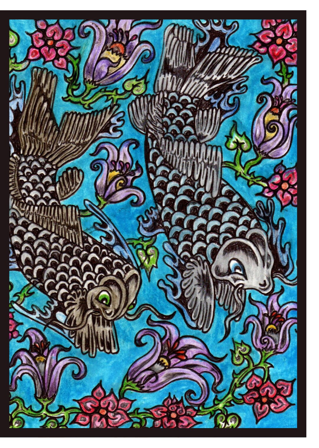 Guppy Fish Blue Tattoo Art Koyfish Prison Art - Etsy