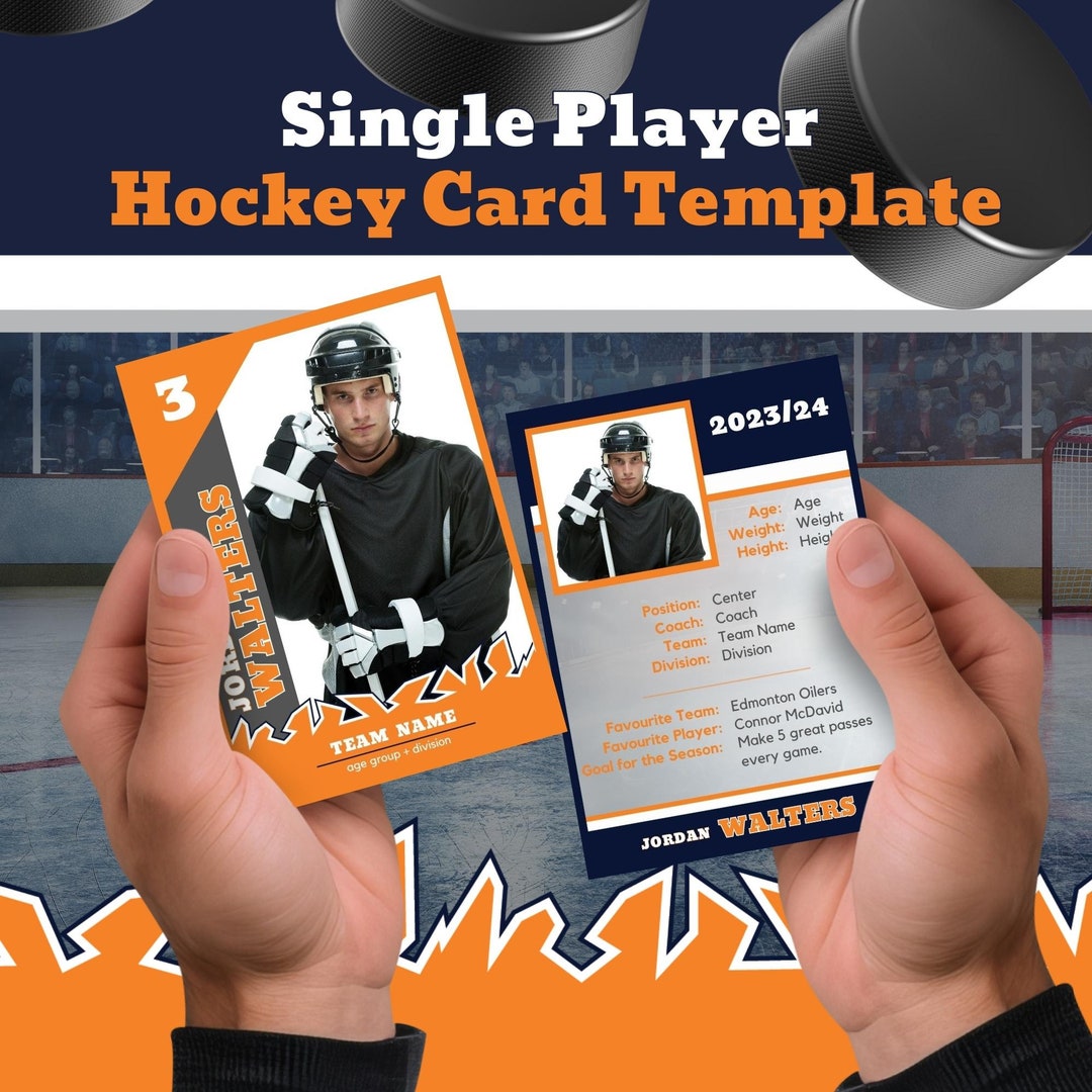 Single Player Hockey Card TEMPLATE Trading Card Bhdhockey003 - Etsy