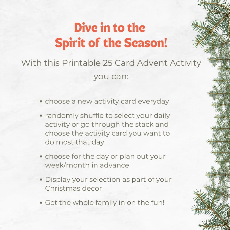 Christmas Advent Activity Cards PRINTABLE Christmas Game Decor ...