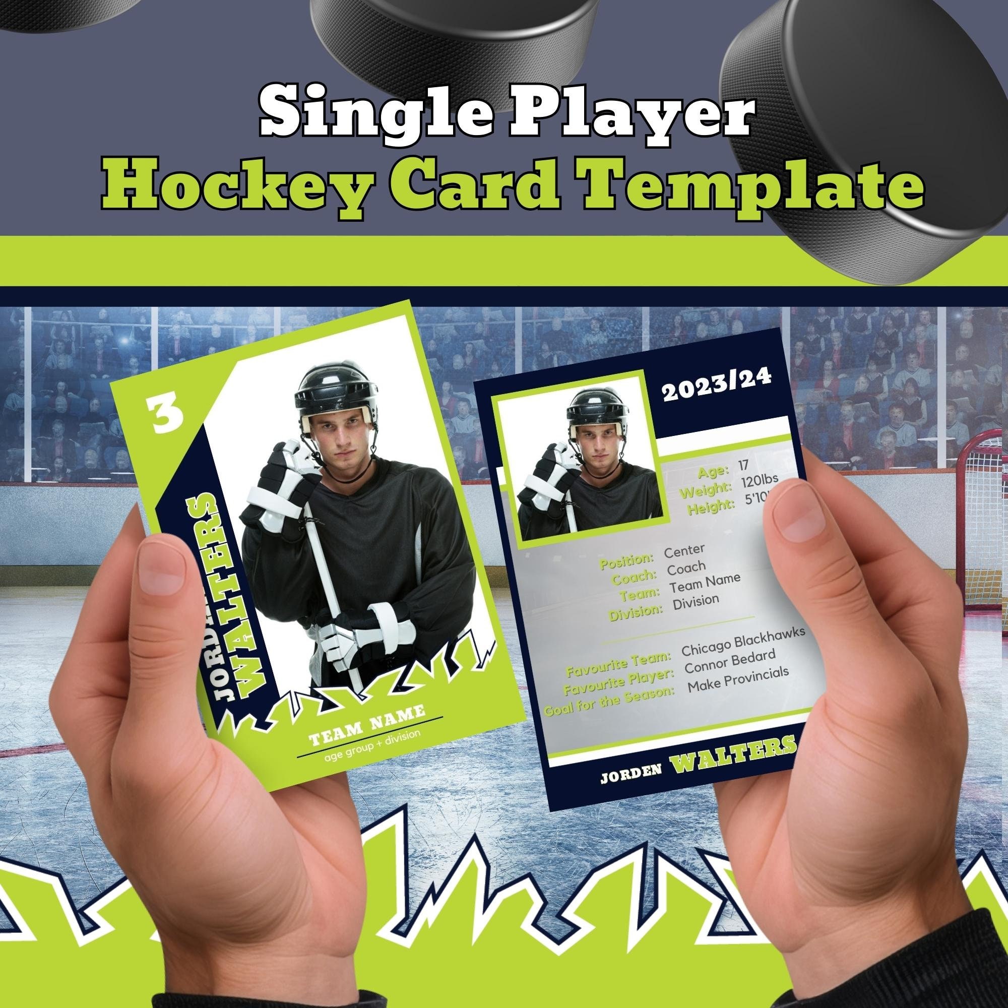 Single Player Hockey Card TEMPLATE Trading Card Bhdhockey012 - Etsy