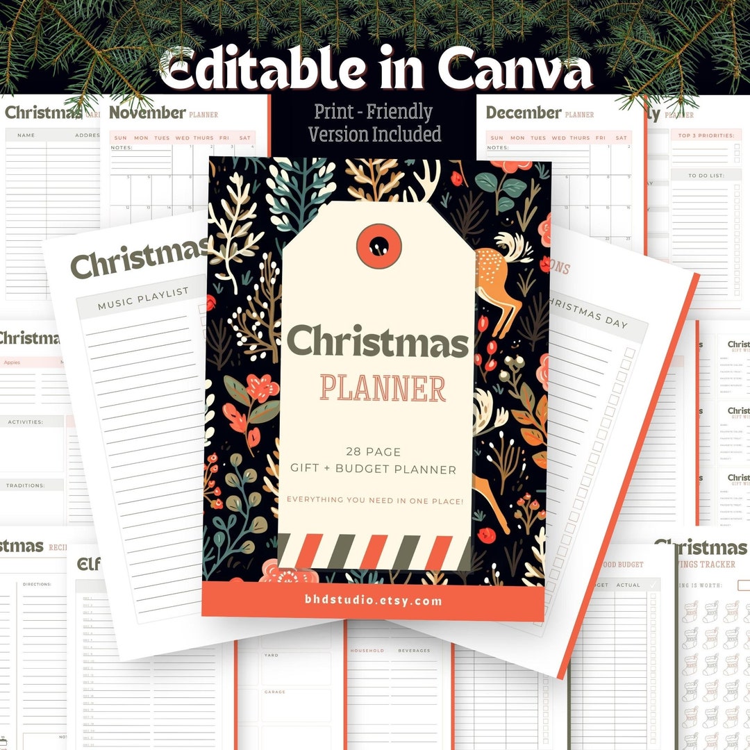 Christmas Planner EDITABLE Planner Template Bhdxmas003 - Etsy