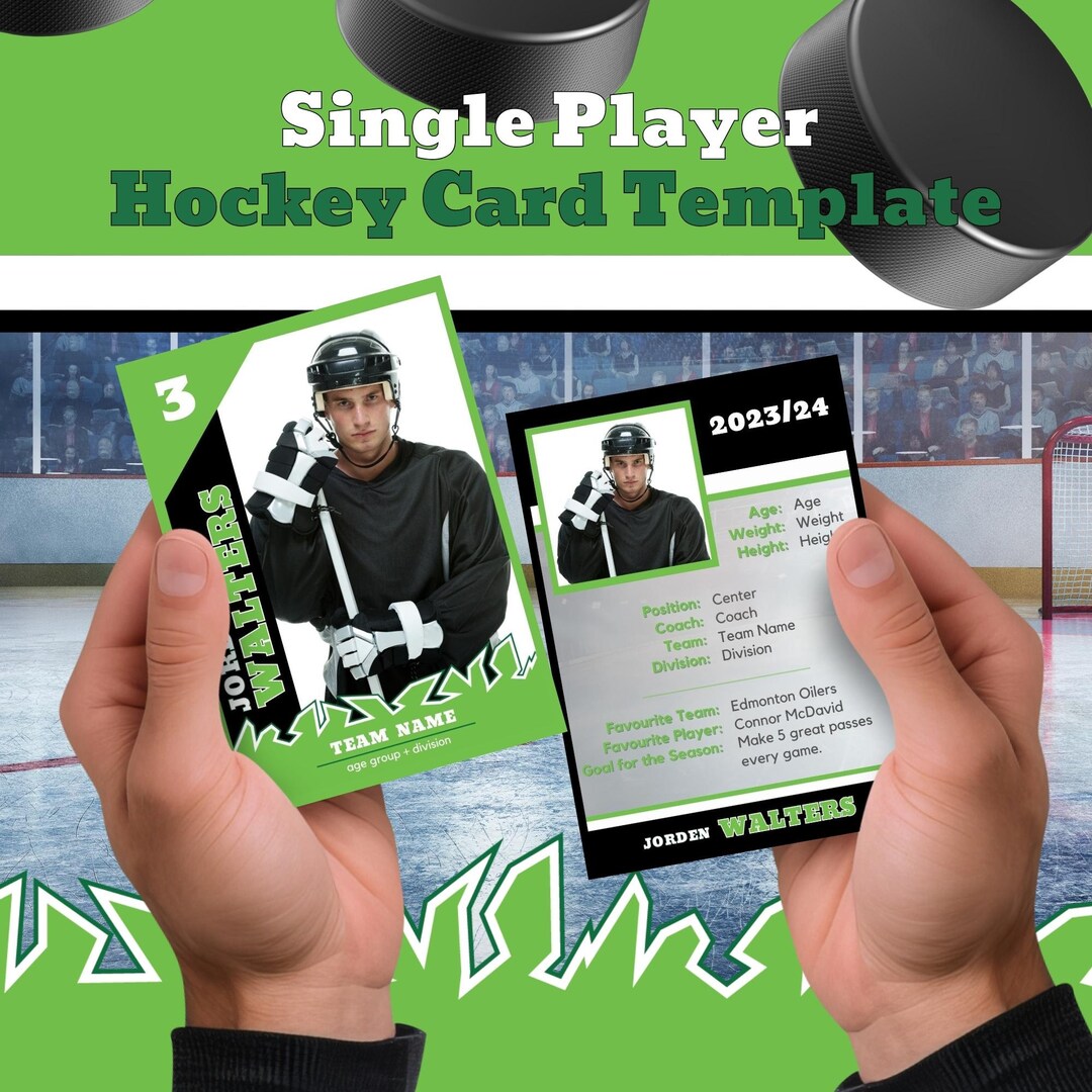 Single Player Hockey Card TEMPLATE Trading Card Bhdhockey008 - Etsy