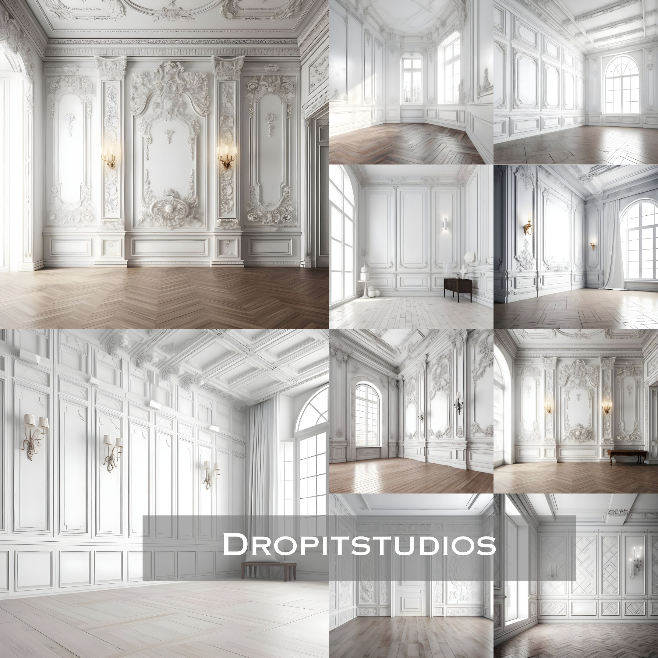 10 White Paneled Wall Digital Backdrops Download Backdrops Fine Art ...