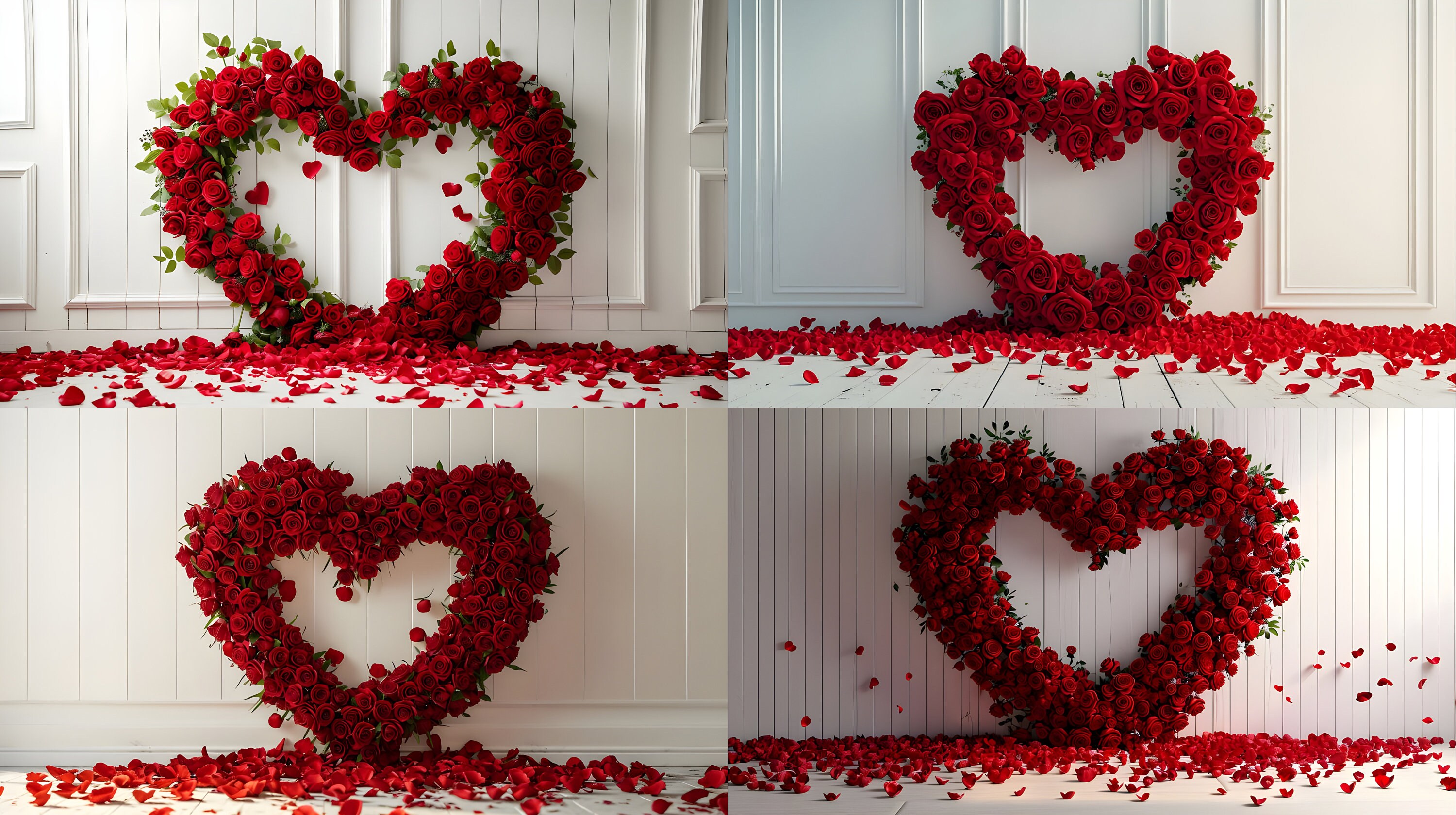 40 Red White Rose Heart Frame Digital Backdrops Download Backdrops ...