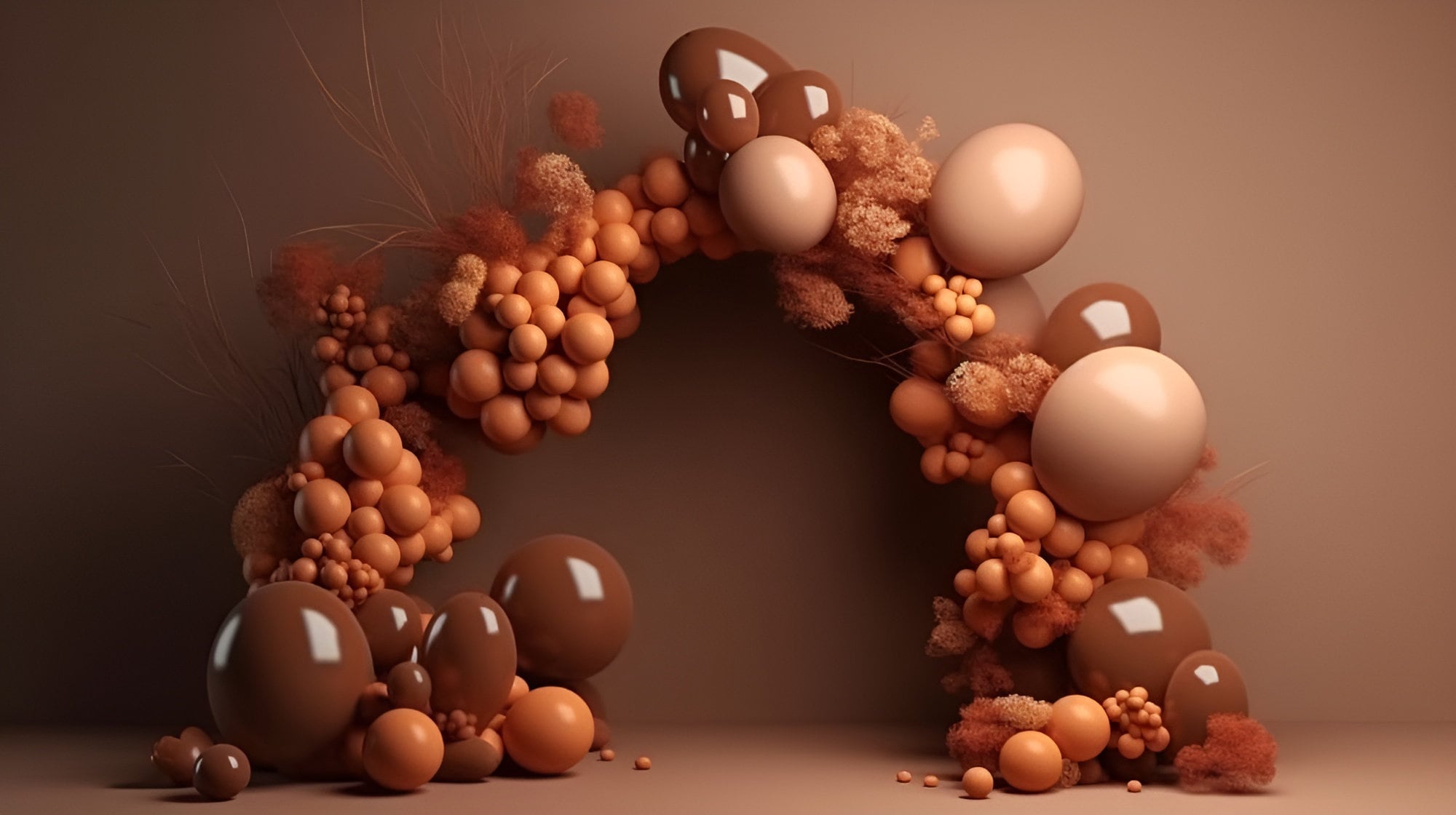 Brown Floral Digital Backdrop Balloon Arch Celebration Download ...