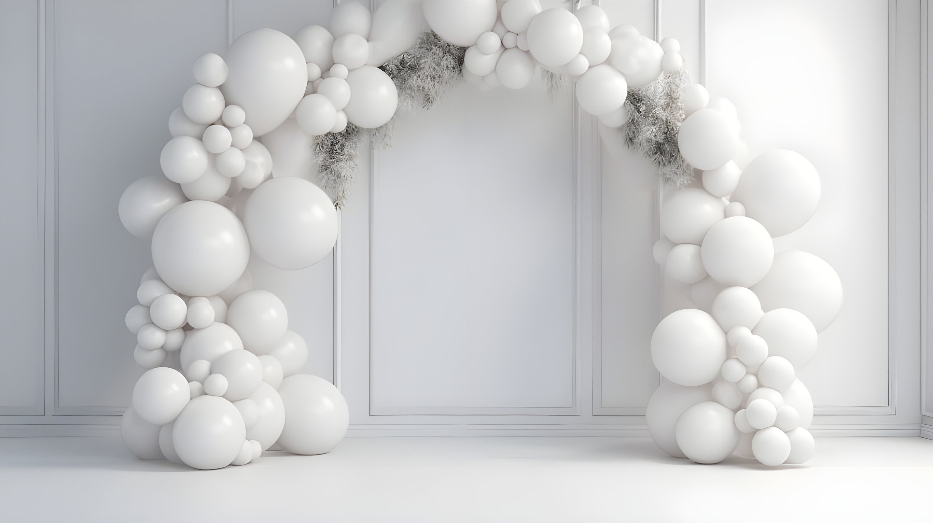 Pure White Digital Backdrop Balloon Arch Celebration Download Backdrops ...