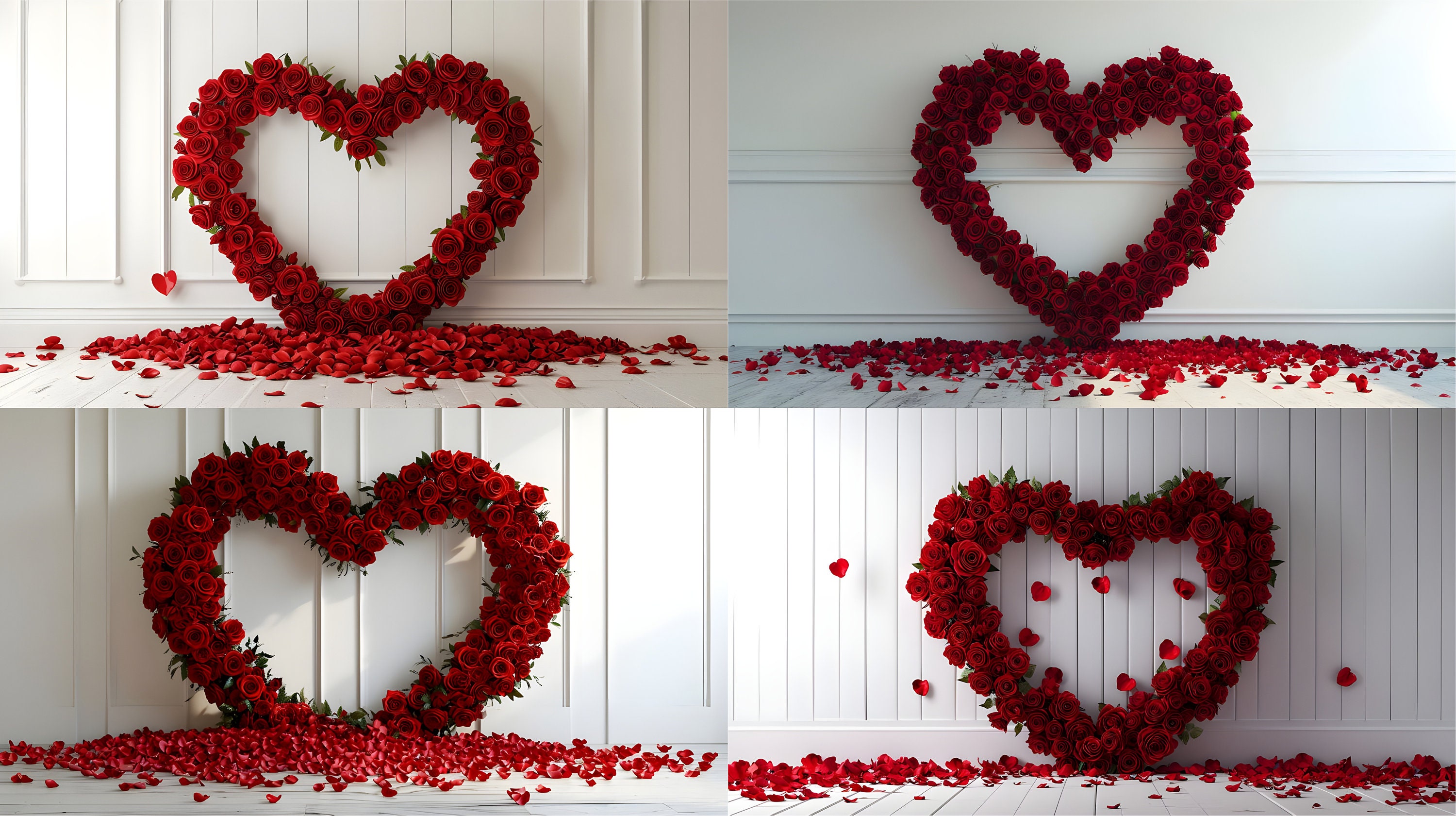 20 Red Rose Heart Frame Digital Backdrops Download Backdrops Floral ...