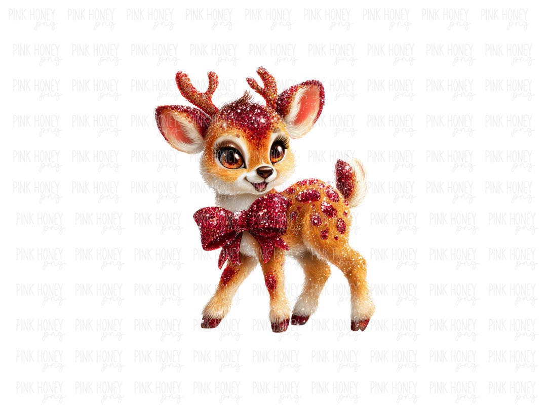 Reindeer Png | Christmas PNG | Trendy Christmas Png | Reindeer Red Bow ...