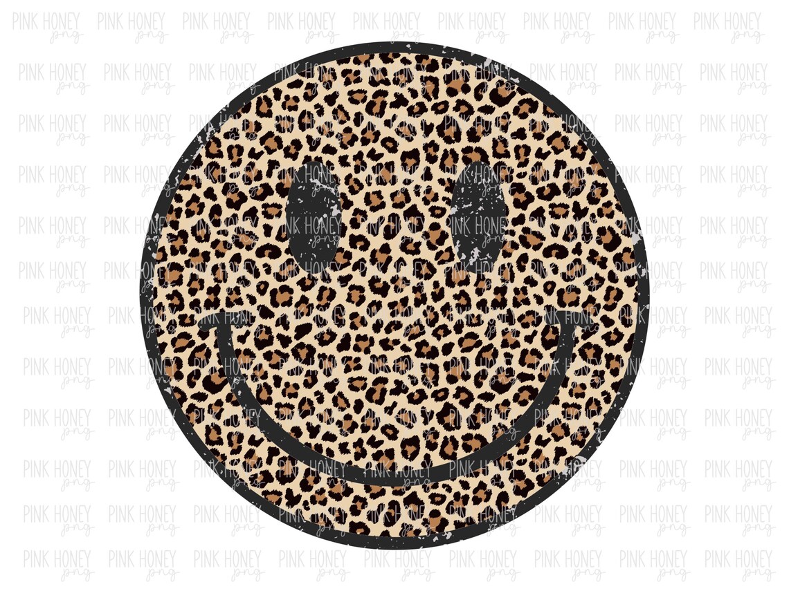 Leopard Smiley Face PNG Retro Png Glitter Png Design Trendy Png Trendy ...