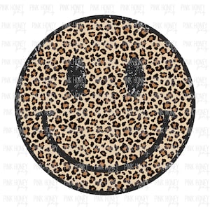 Leopard Smiley Face PNG Retro Png Glitter Png Design Trendy Png Trendy ...