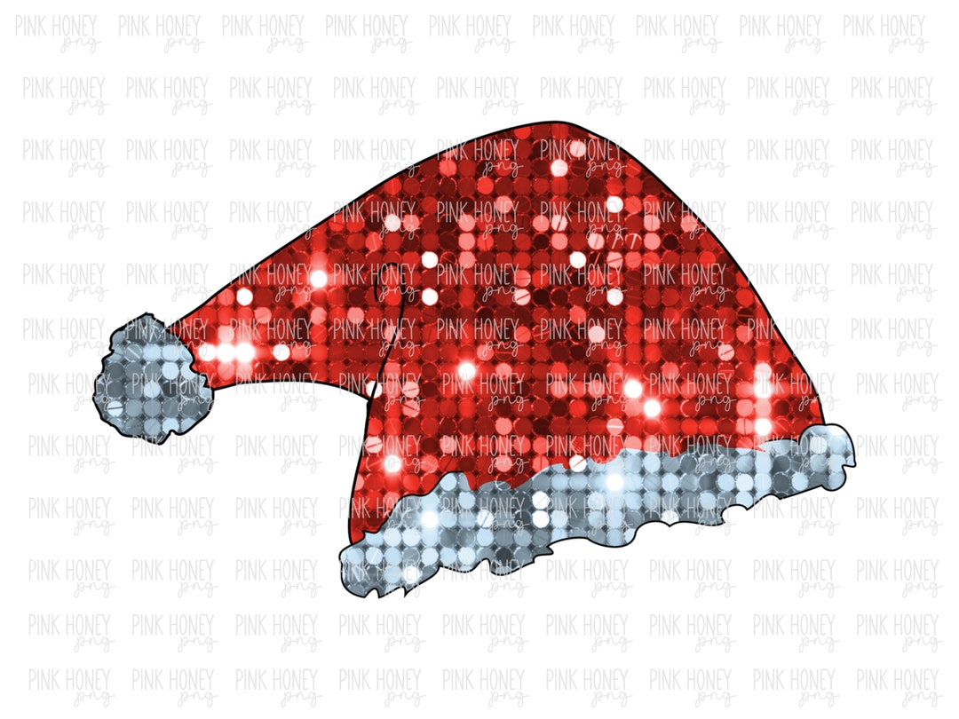 Sequin Santa Hat PNG Glitter Christmas Png Cute Sparkly Digital Design ...