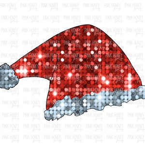 Sequin Santa Hat PNG Glitter Christmas Png Cute Sparkly Digital Design ...
