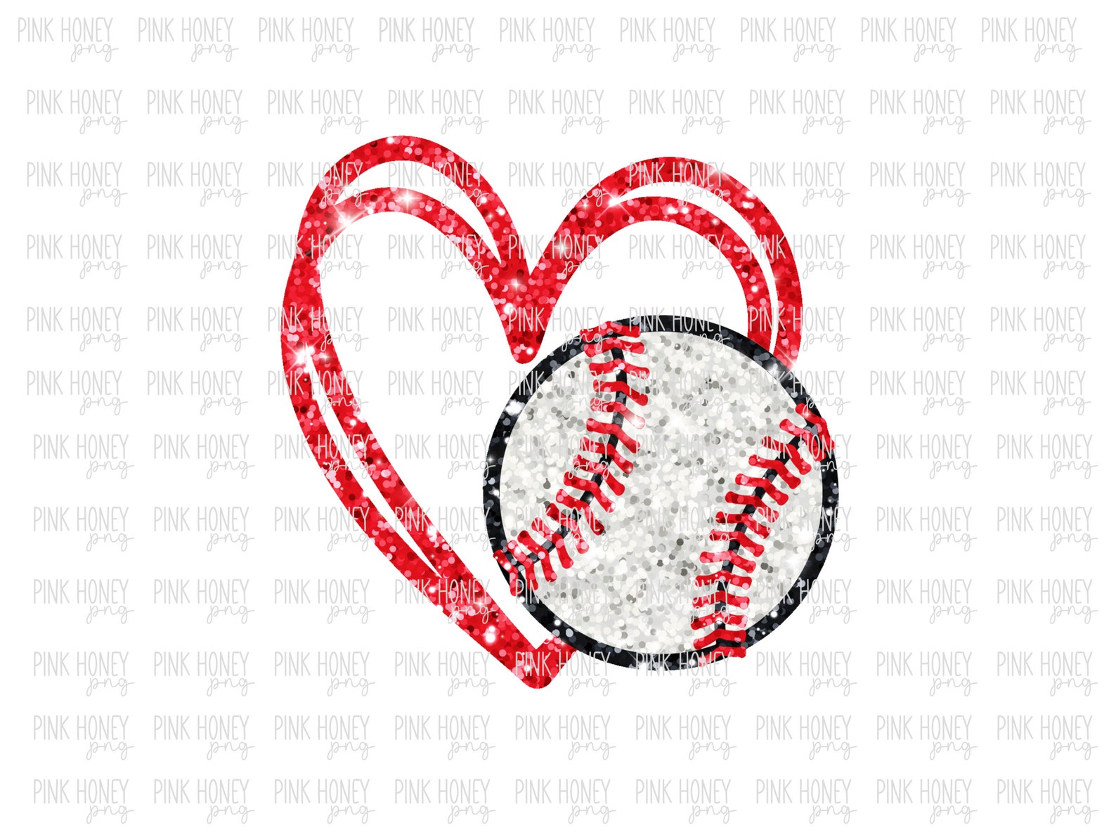 Glitter Baseball Heart PNG Glitter Baseball Png Digital Design Sports ...